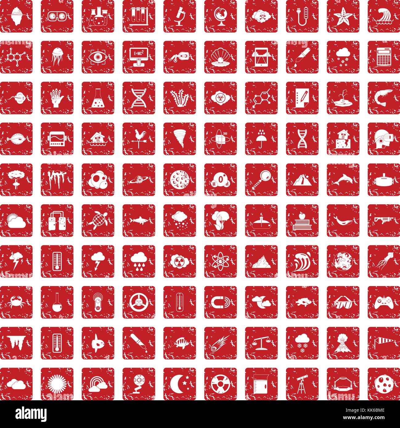 100 research icons set grunge red Stock Vector Image & Art - Alamy