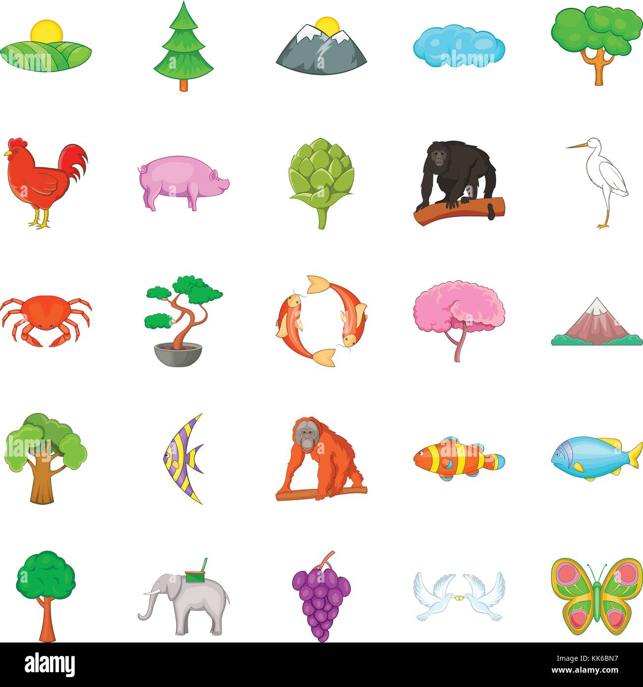 Natural diversity icons set, cartoon style Stock Vector Image & Art - Alamy