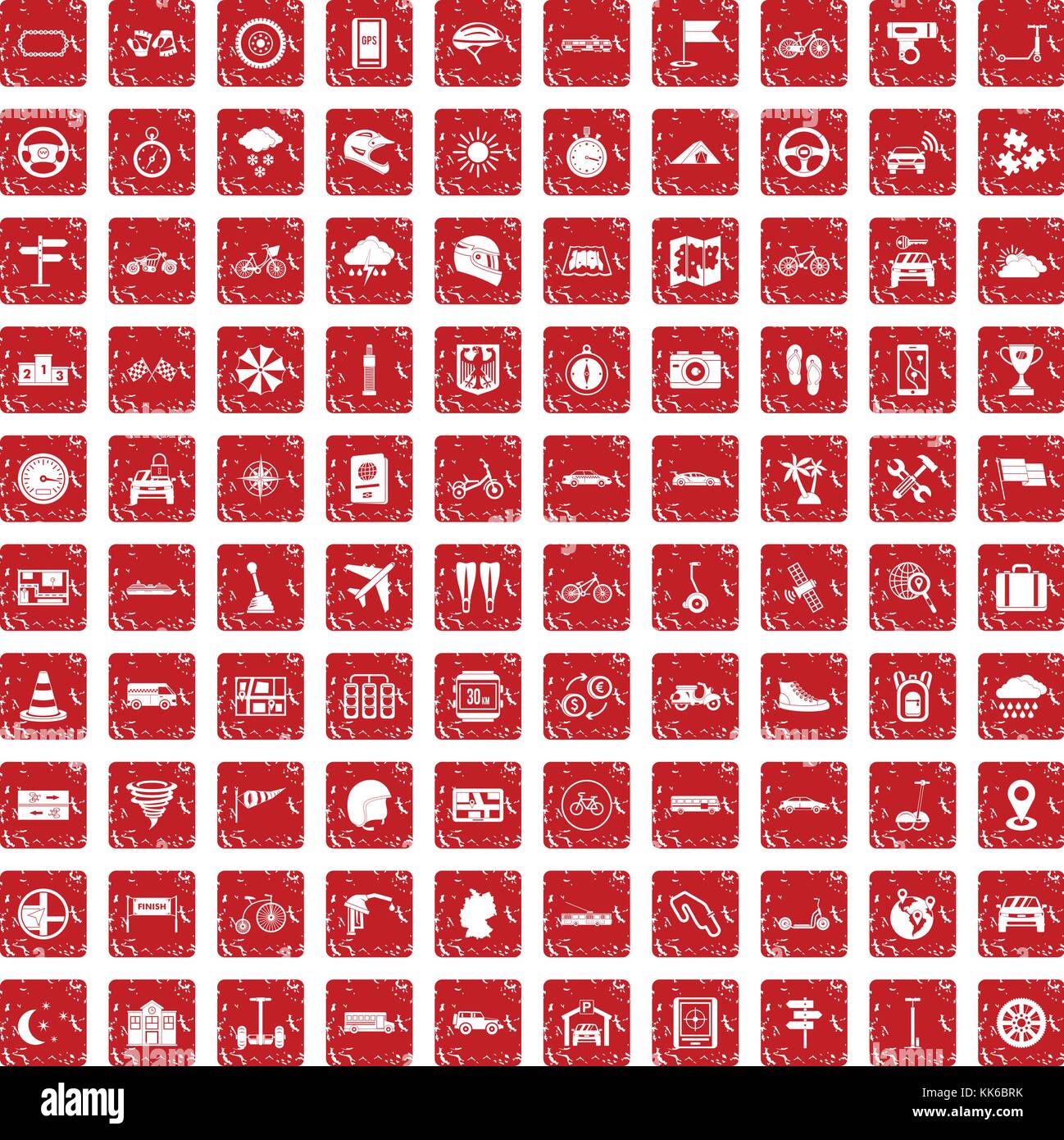100 ride icons set grunge red Stock Vector Image & Art - Alamy