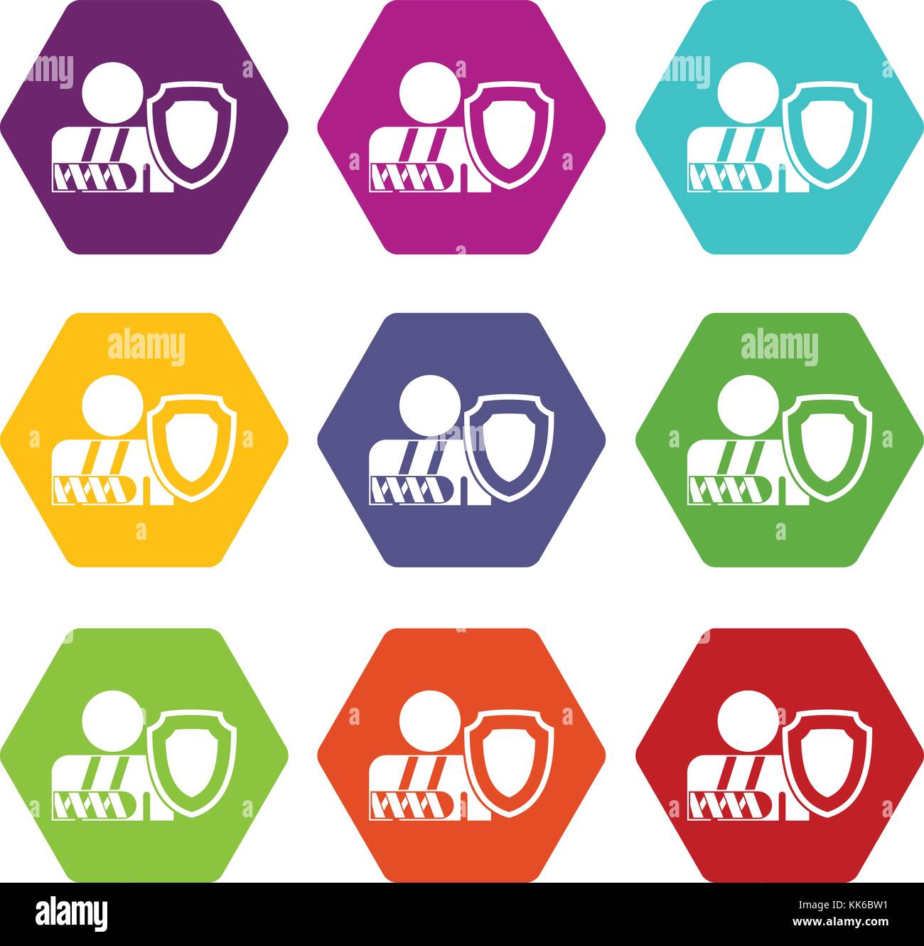 oken arm and safety shield icon set color hexahedron Stock Vector Image ...