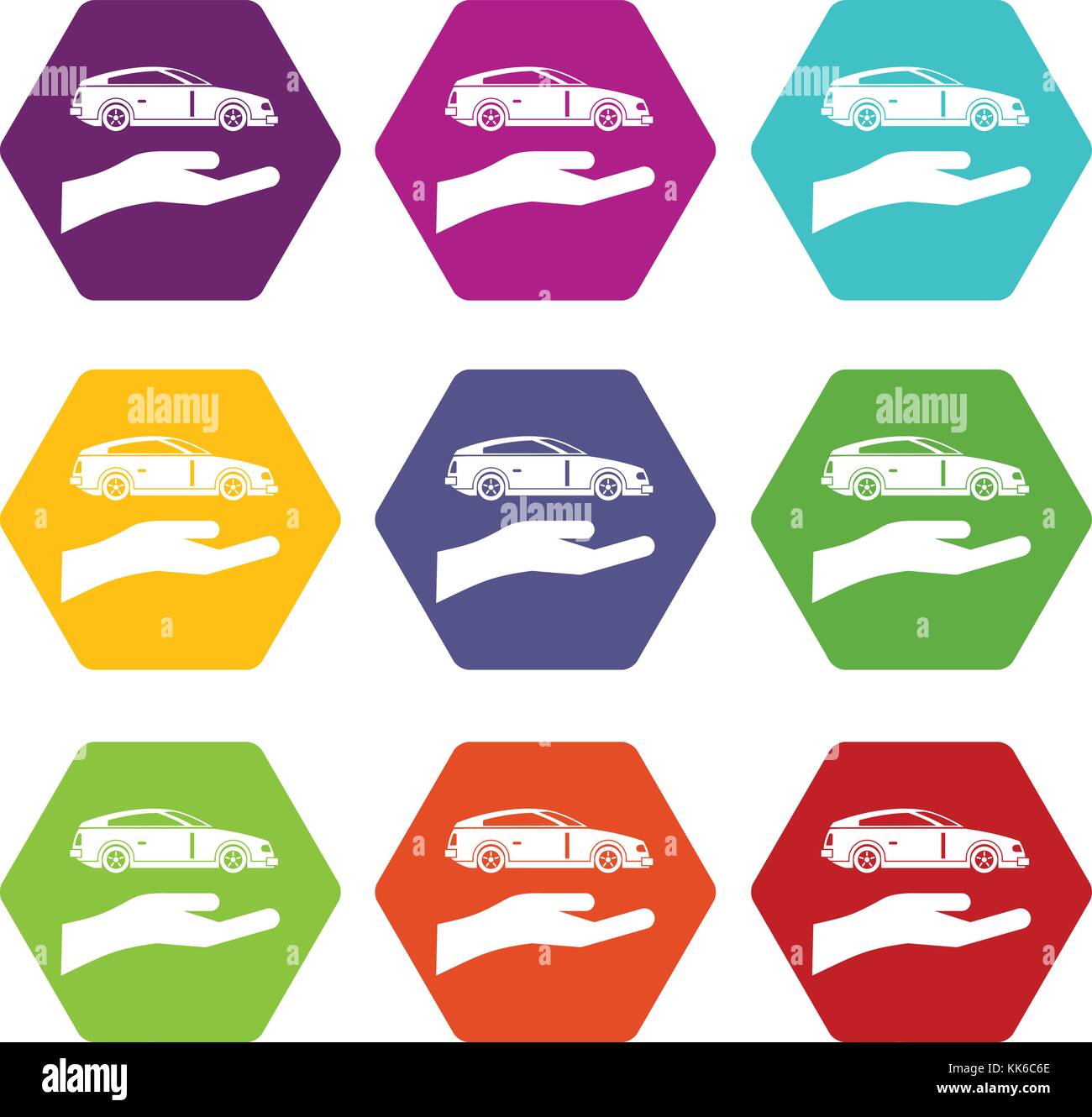 Hand and car icon set color hexahedron Stock Vector Image & Art - Alamy