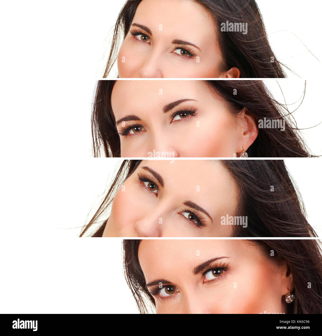 Eyes of beautiful woman collage on white bachground Stock Photo - Alamy