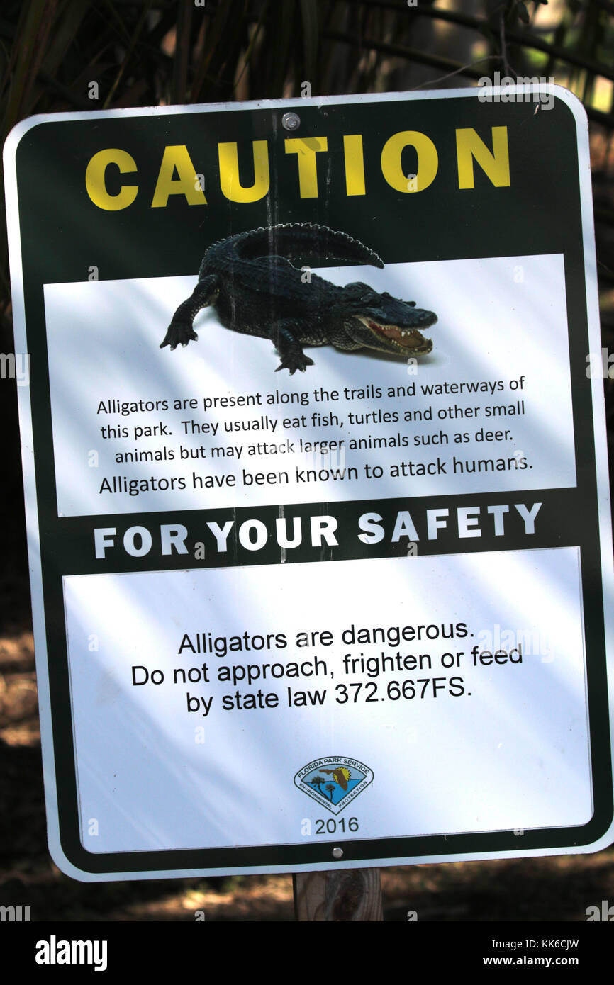 Caution alligators are dangerous sign at Myakka River State Park ...