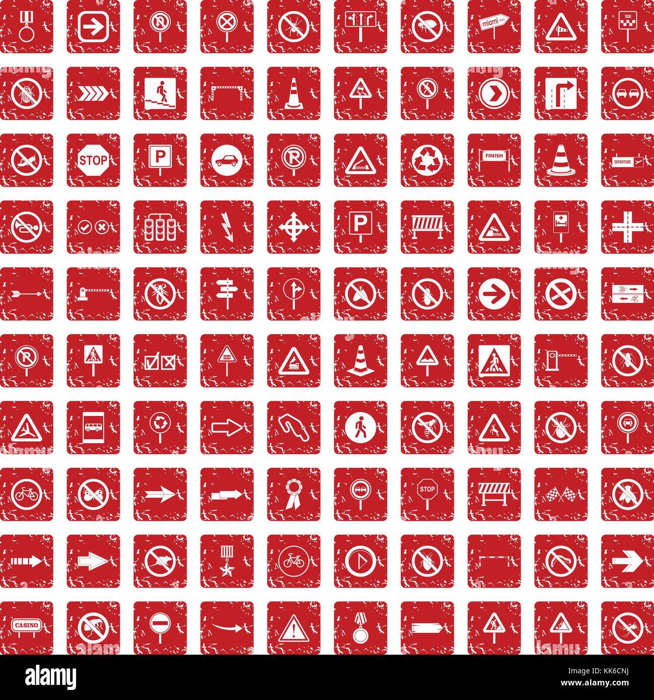 100 road signs icons set grunge red Stock Vector Image & Art - Alamy