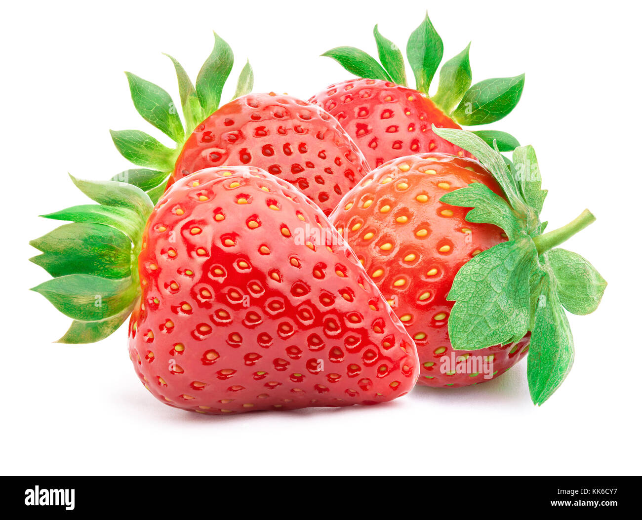 Four strawberries isolated Stock Photo - Alamy
