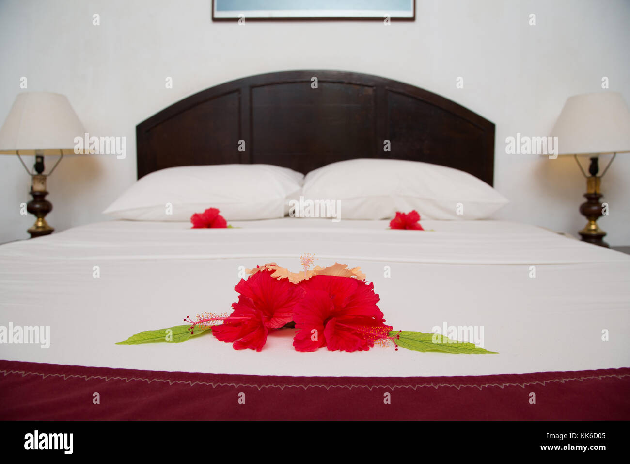 Bedroom with flower decoration Stock Photo - Alamy