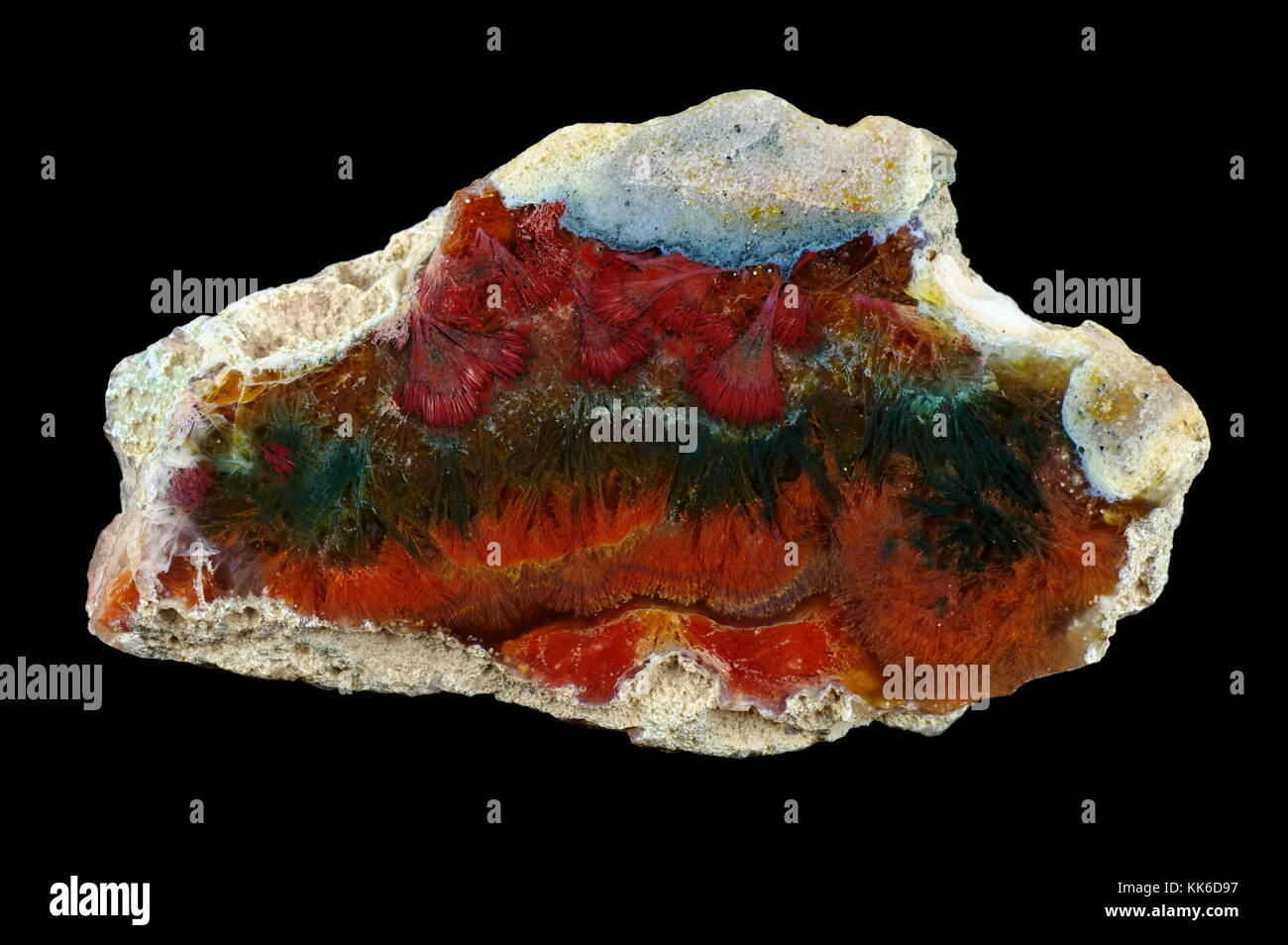 A cross section of the agate stone. Agate with many pseudomorphoses ...