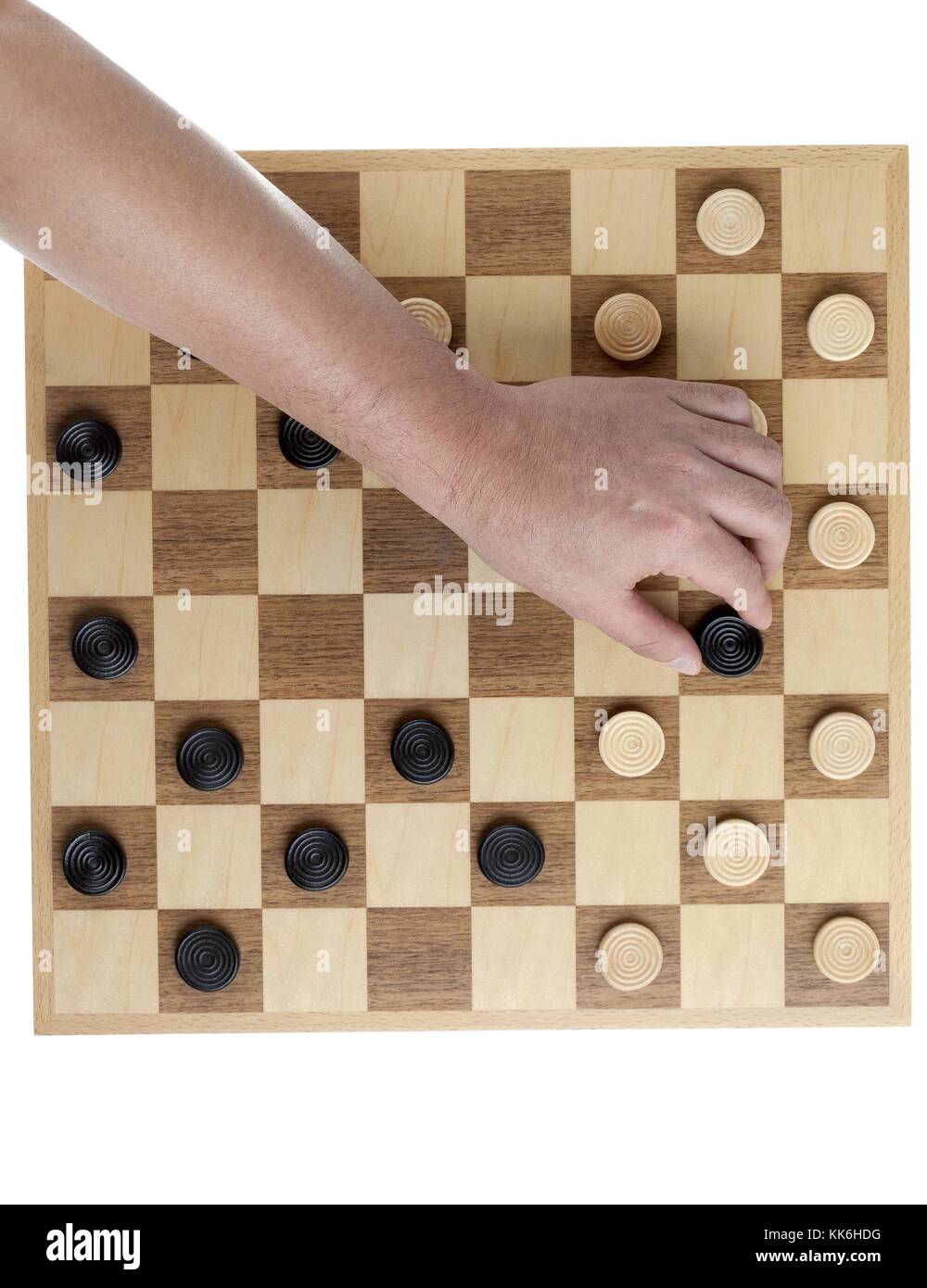 hand holding black checker piece Stock Photo - Alamy