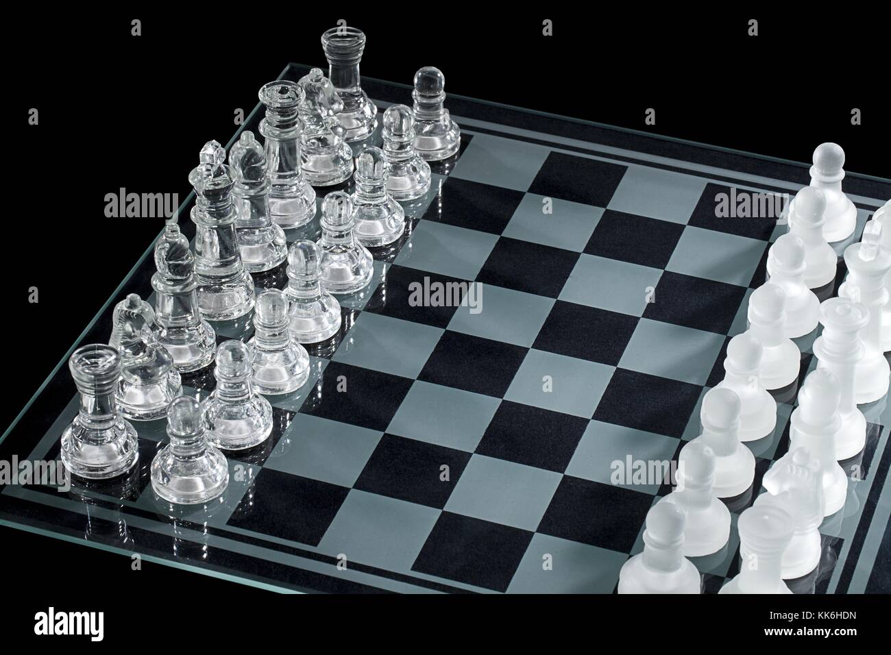 high angle view of chess pieces on chess board Stock Photo - Alamy