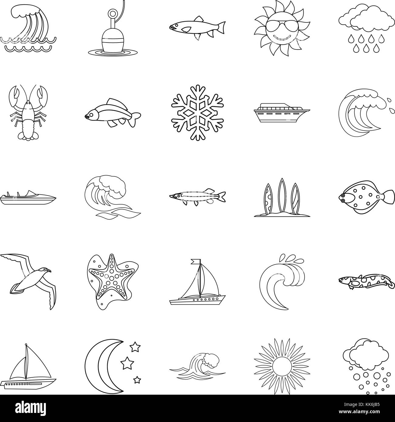 Fluid icons set, outline style Stock Vector Image & Art - Alamy