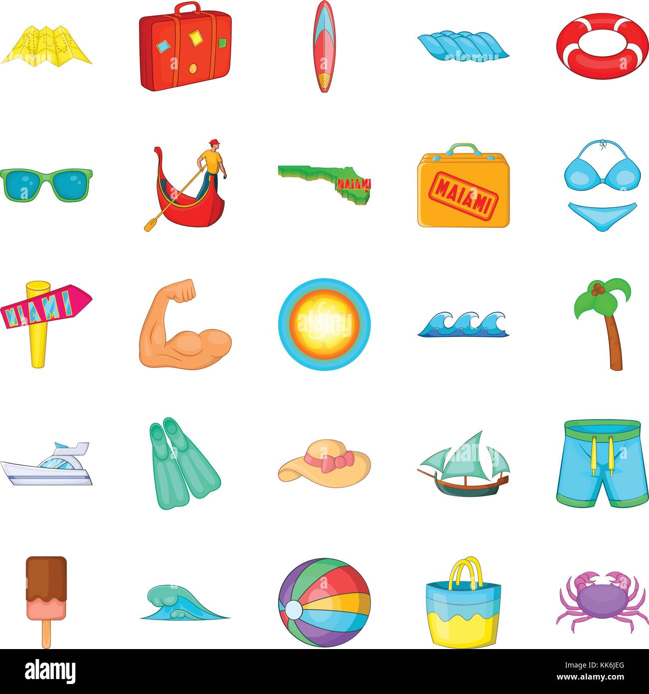 Beach icons set, cartoon style Stock Vector Image & Art - Alamy