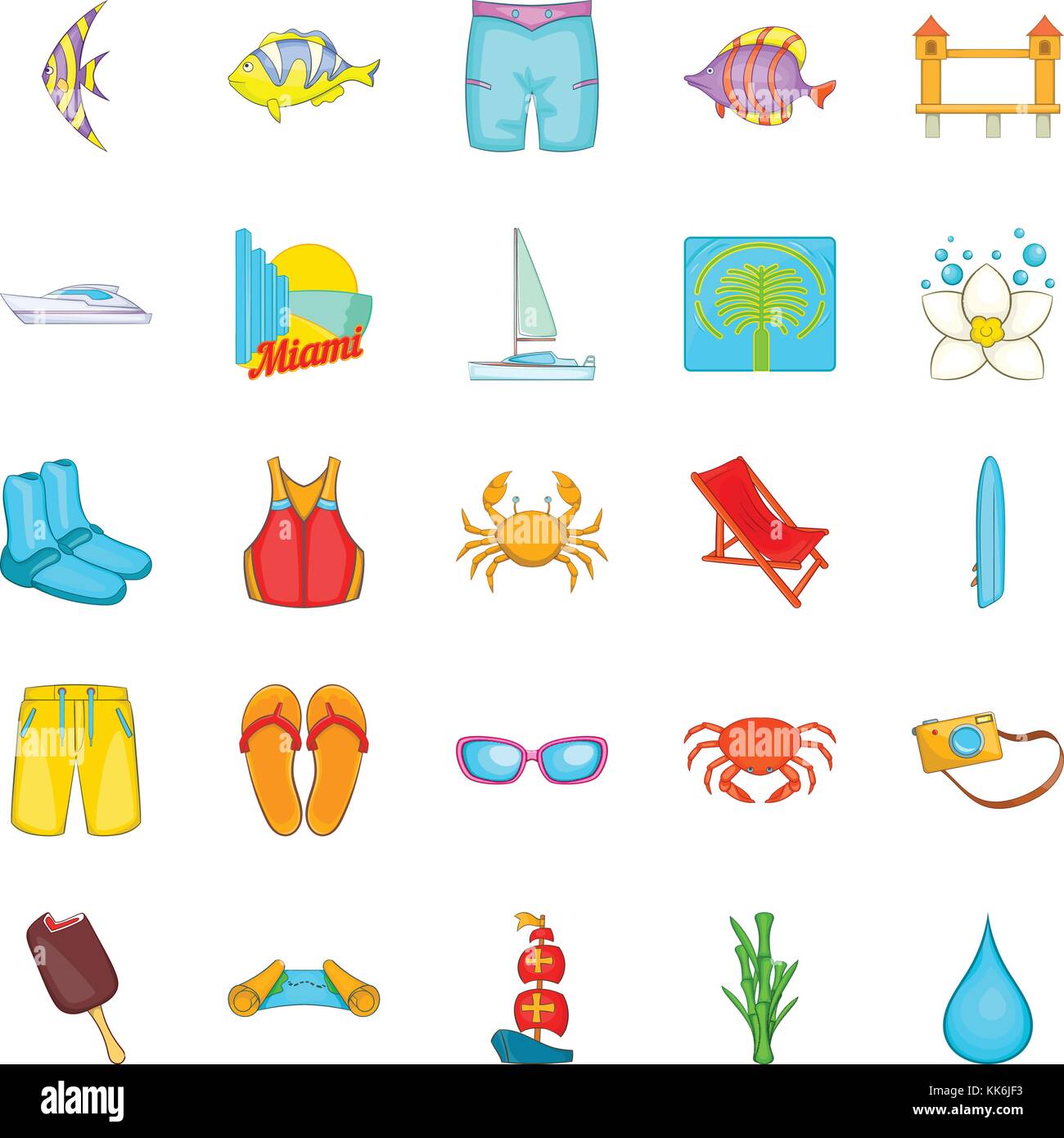 Plage icons set, cartoon style Stock Vector Image & Art - Alamy