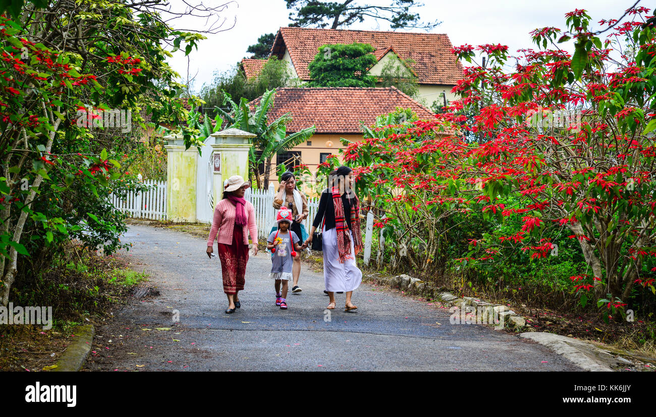 Dalat, Vietnam - Nov 25, 2017. People walking at the park in Dalat ...