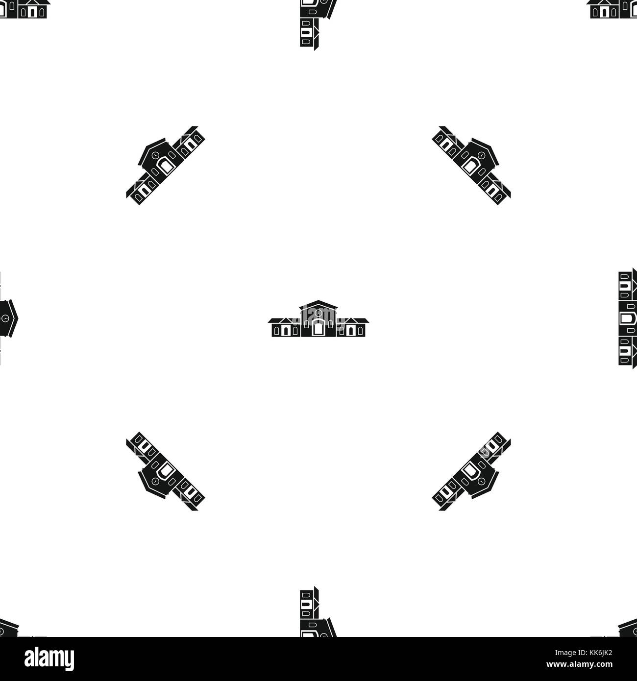 Railway station building pattern seamless black Stock Vector Image ...
