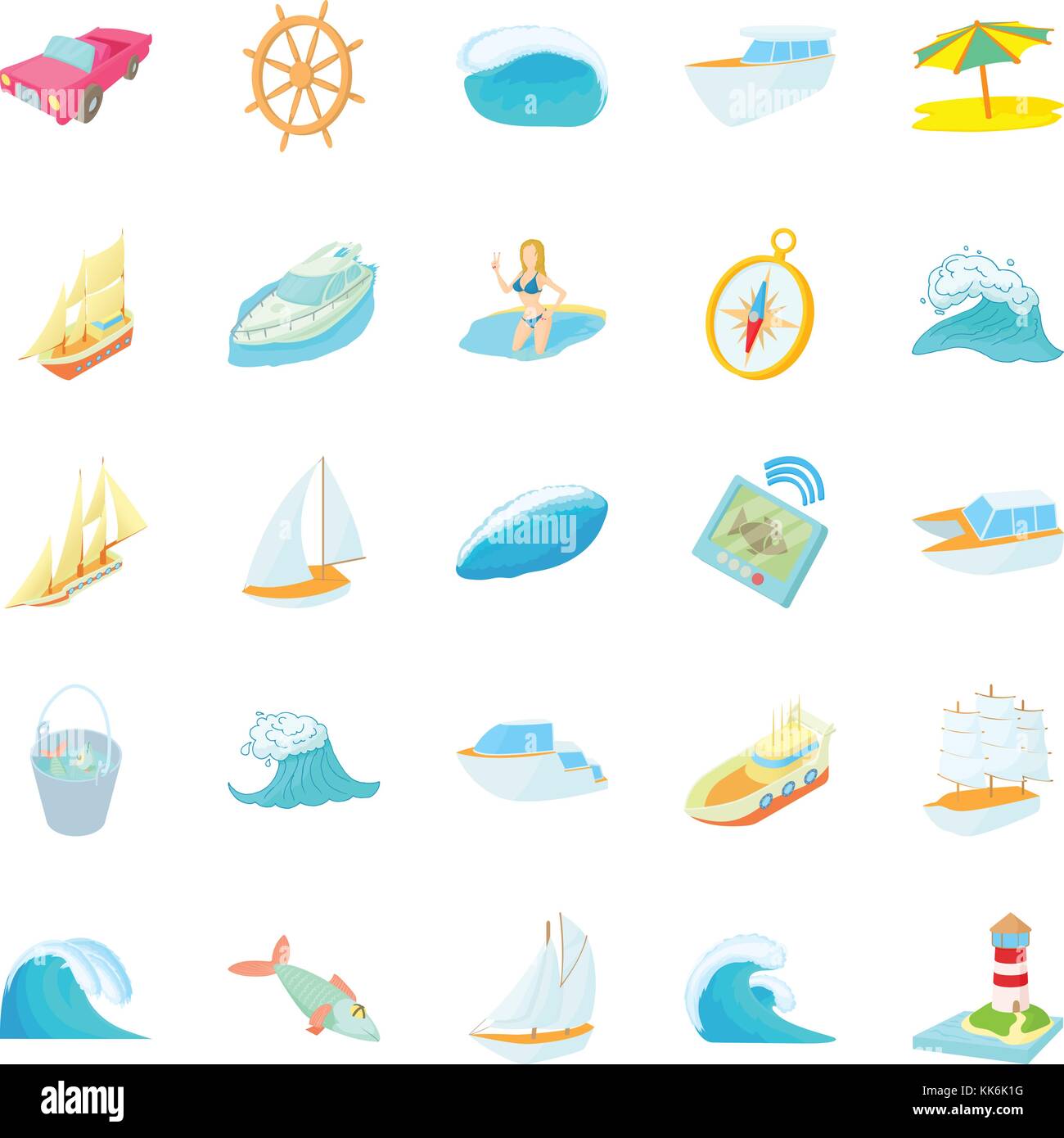 Exploration of sea icons set, cartoon style Stock Vector Image & Art ...