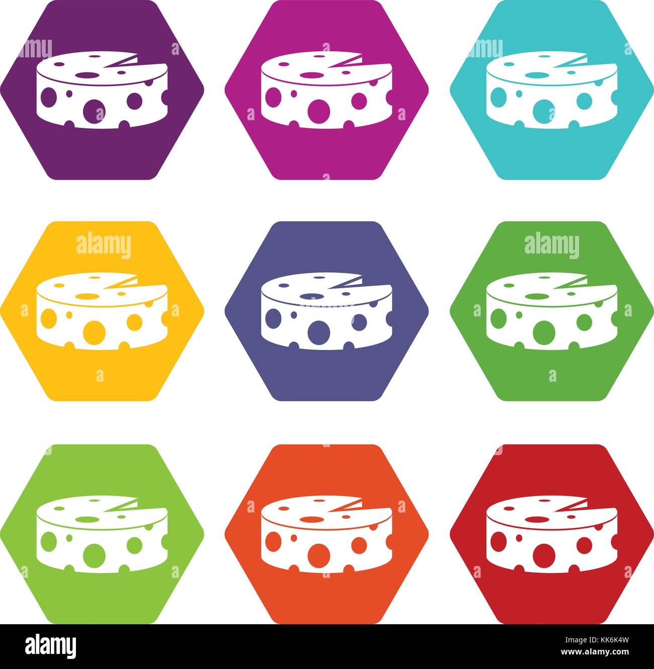 Cheese wheel icon set color hexahedron Stock Vector Image & Art - Alamy