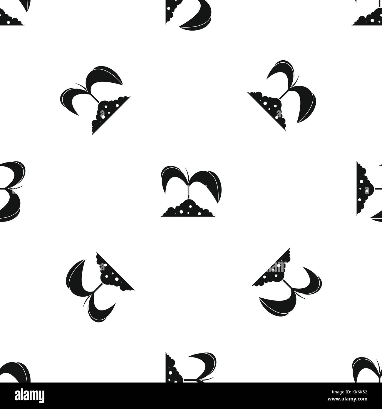 Green seedling in soil pattern seamless black Stock Vector Image & Art ...