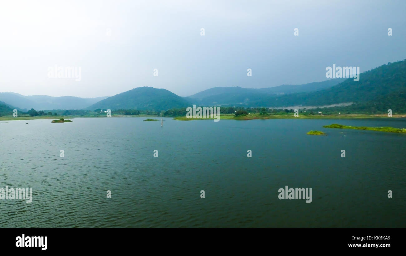 Landscape of Large Lake between blue mountains with pure nature Stock ...