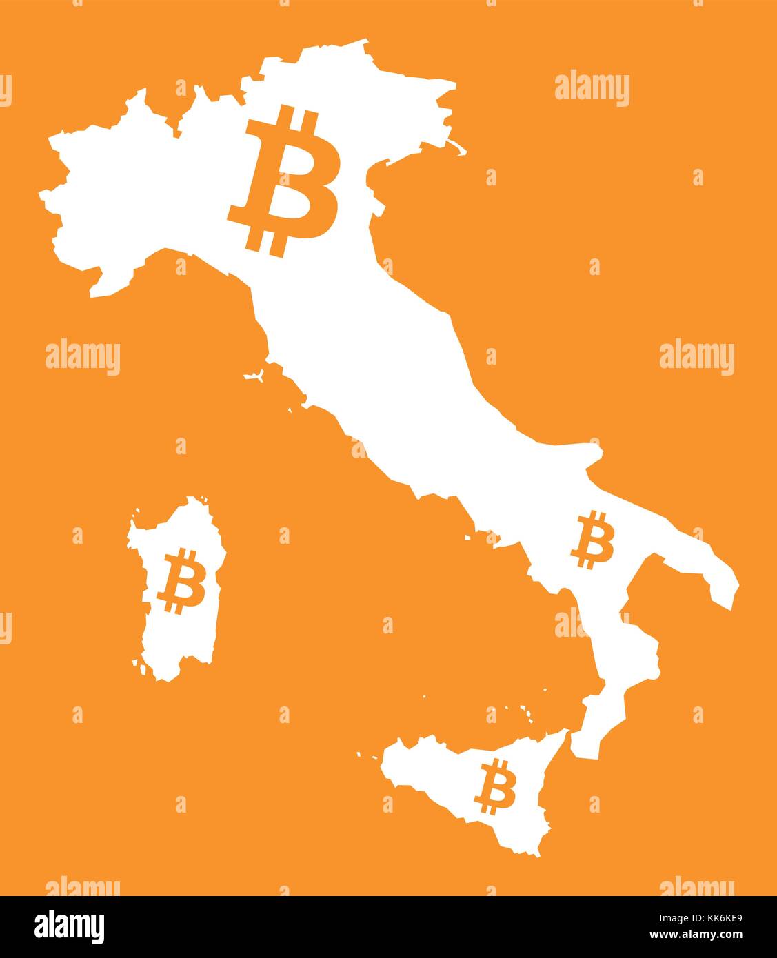 Italy map with bitcoin crypto currency symbol illustration Stock Vector ...