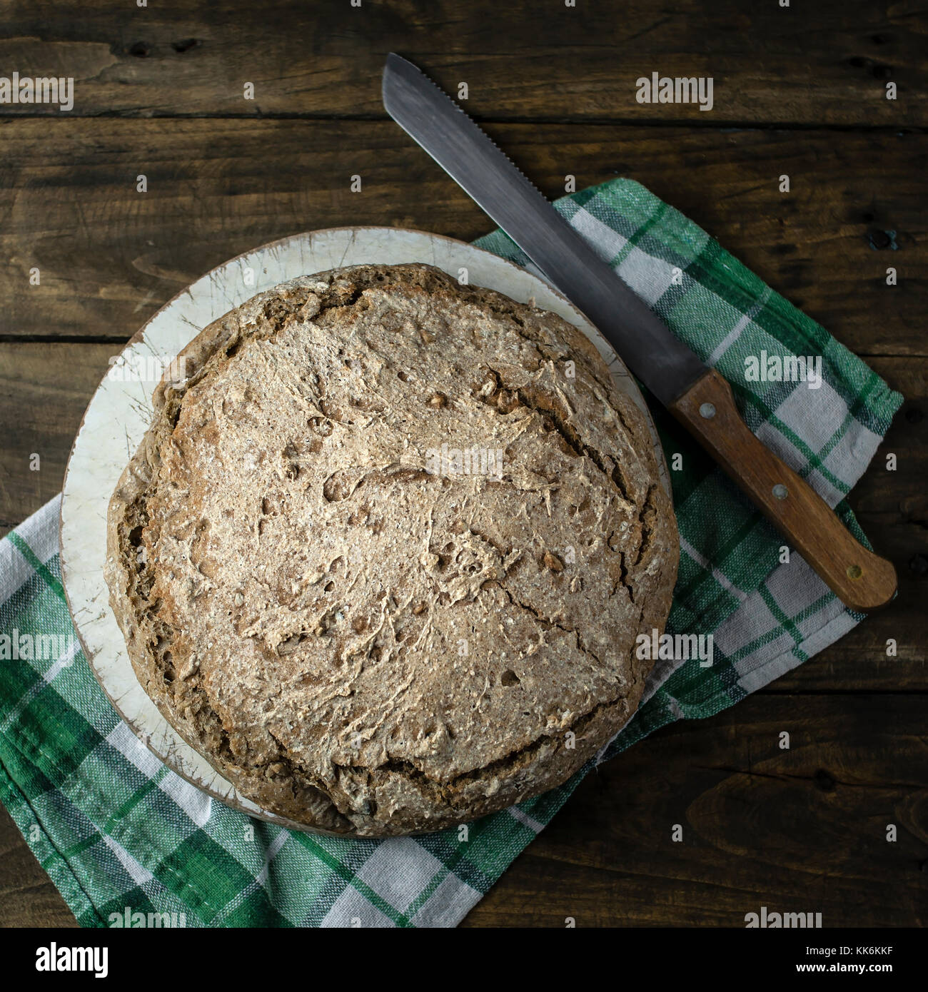 Homemade bread on the table, from above Stock Photo - Alamy