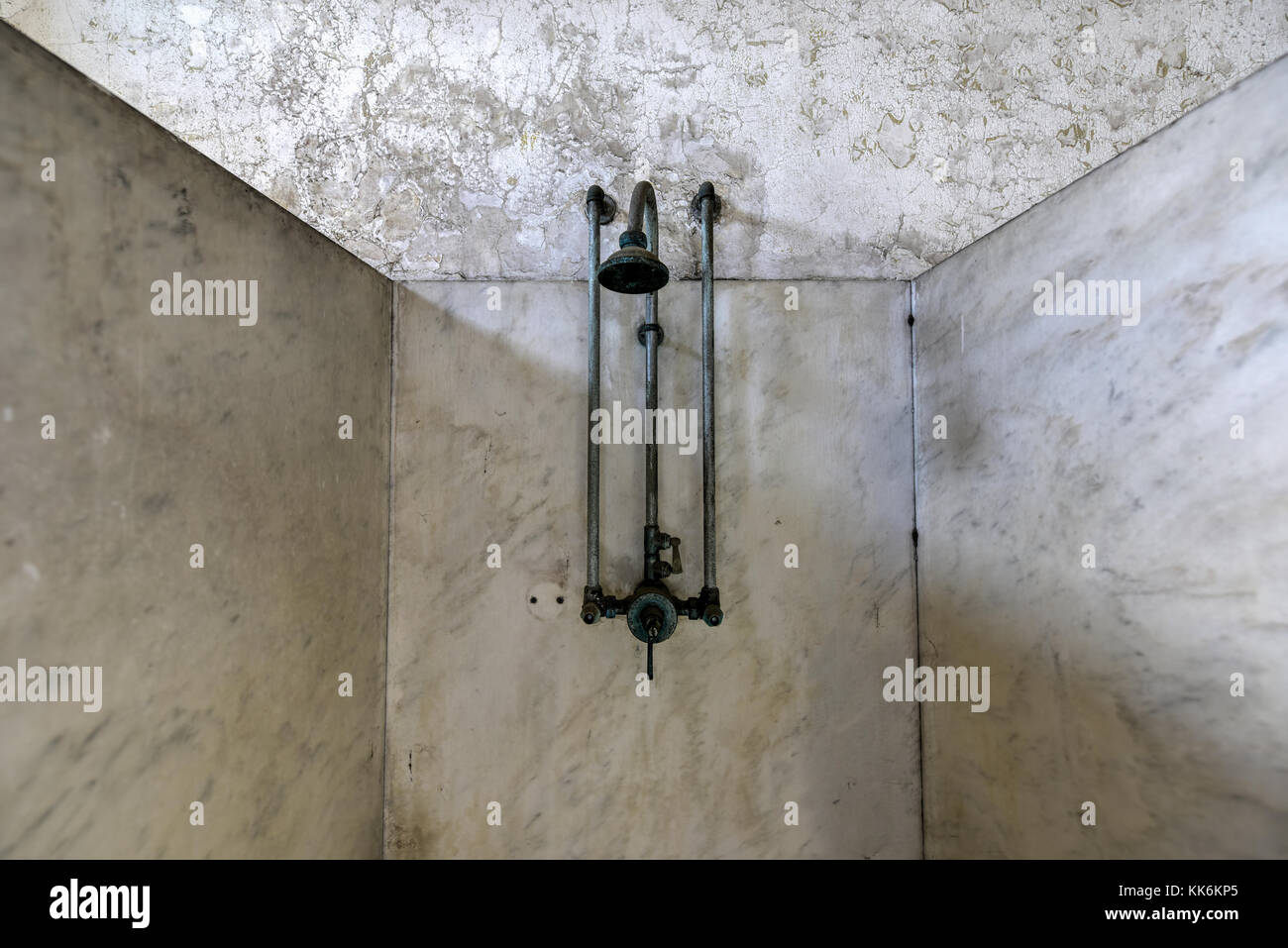Shower on the abandoned Ellis Island Immigrant Hospital Stock Photo - Alamy