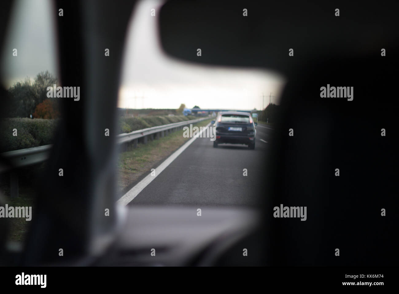 car driving highway and camera behind the driver autumn scenery Stock ...