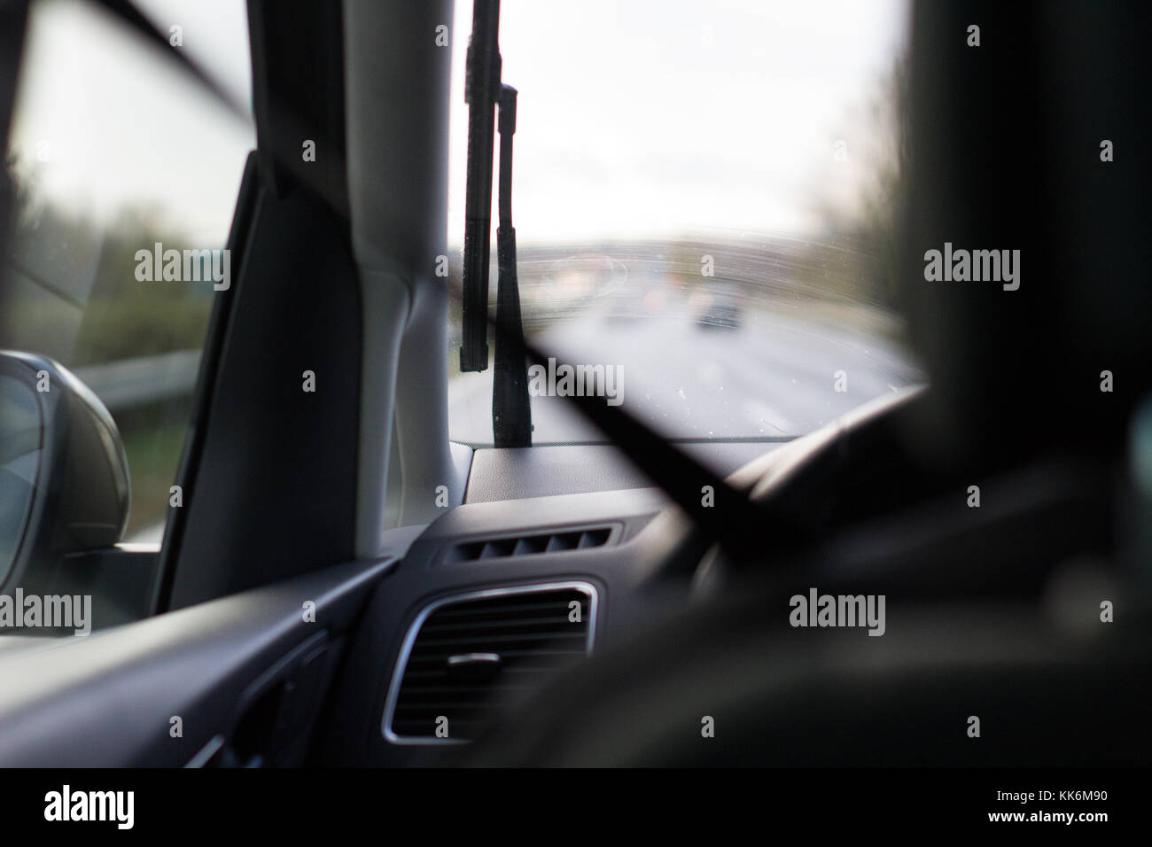 car driving highway and camera behind the driver autumn scenery Stock ...