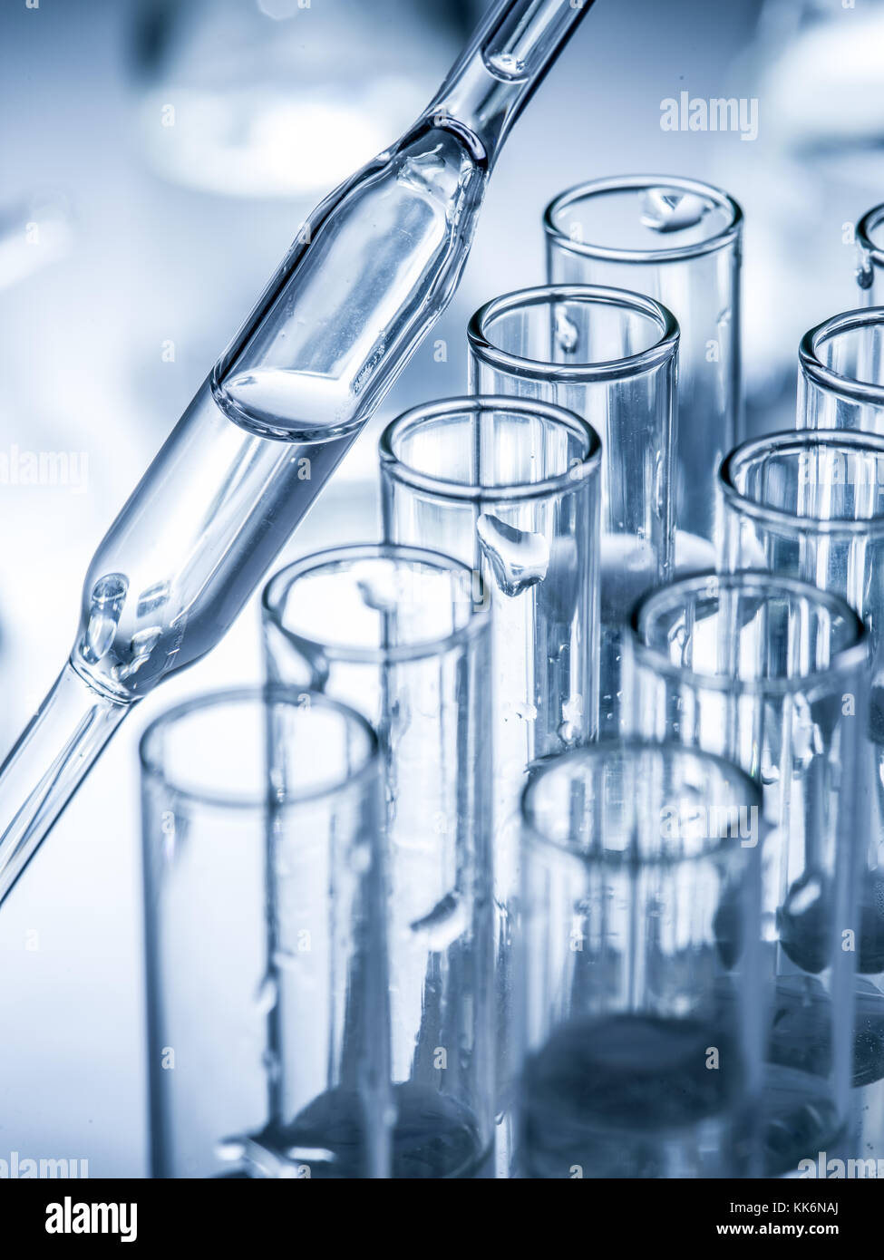 Different laboratory beakers and glassware. Monochrome Stock Photo - Alamy