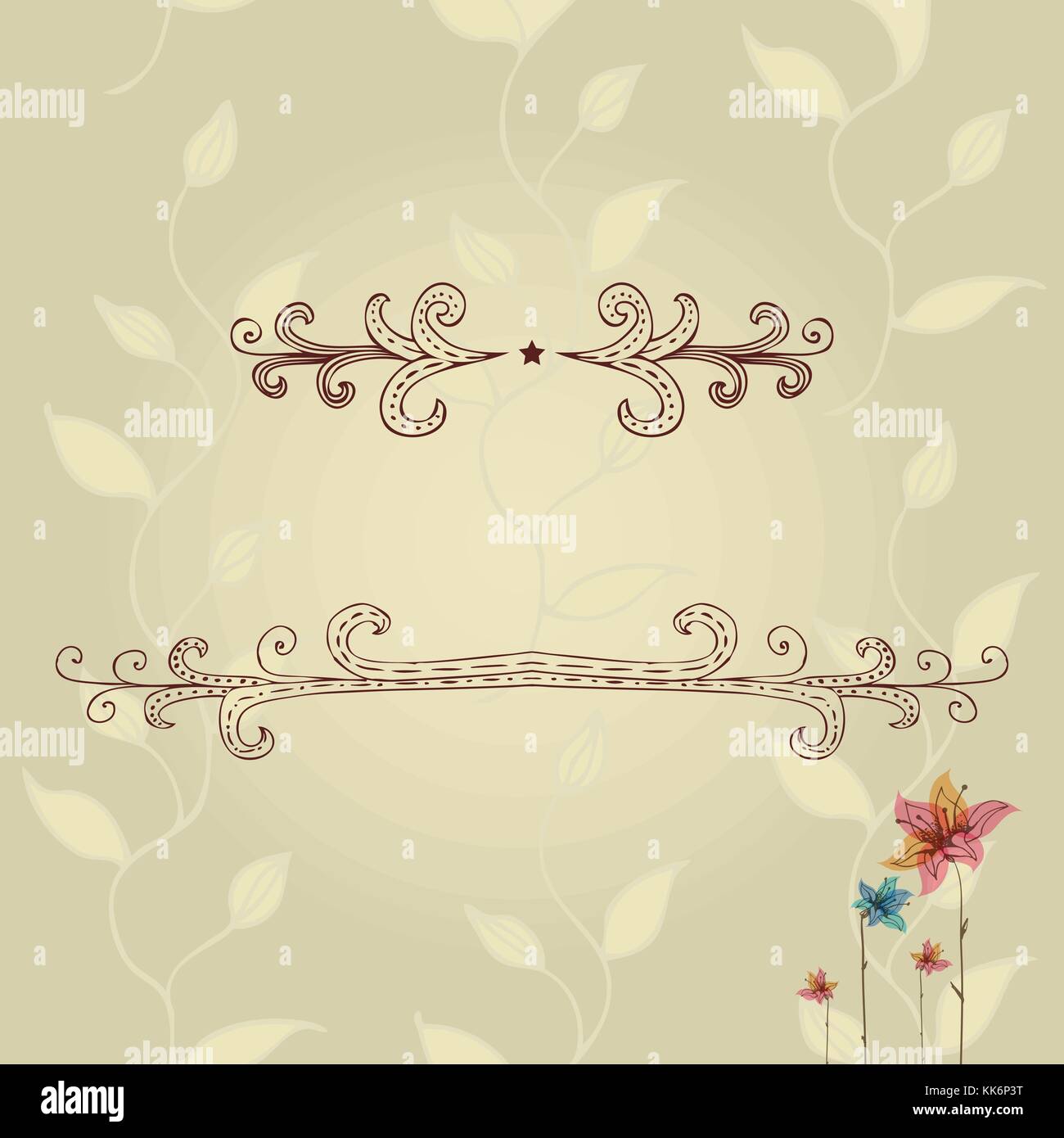 Vector line floral frame Stock Vector Images - Alamy