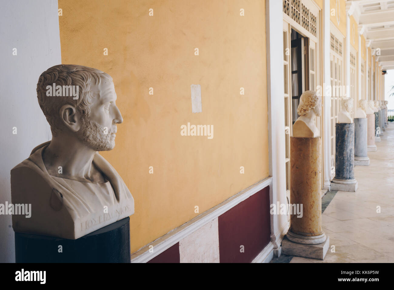 Philosophers busts placed in Achillion Palace, Corfu, Greece Stock ...