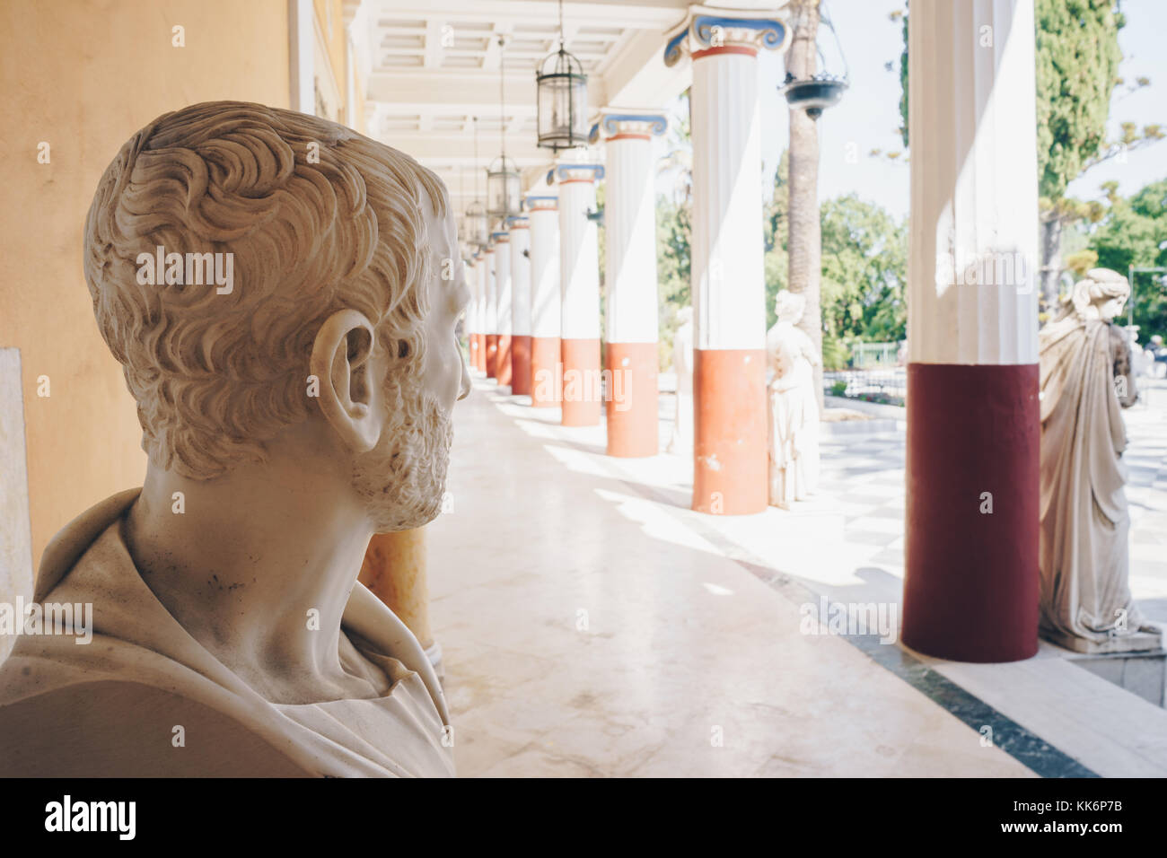 Philosophers busts placed in Achillion Palace, Corfu, Greece Stock ...