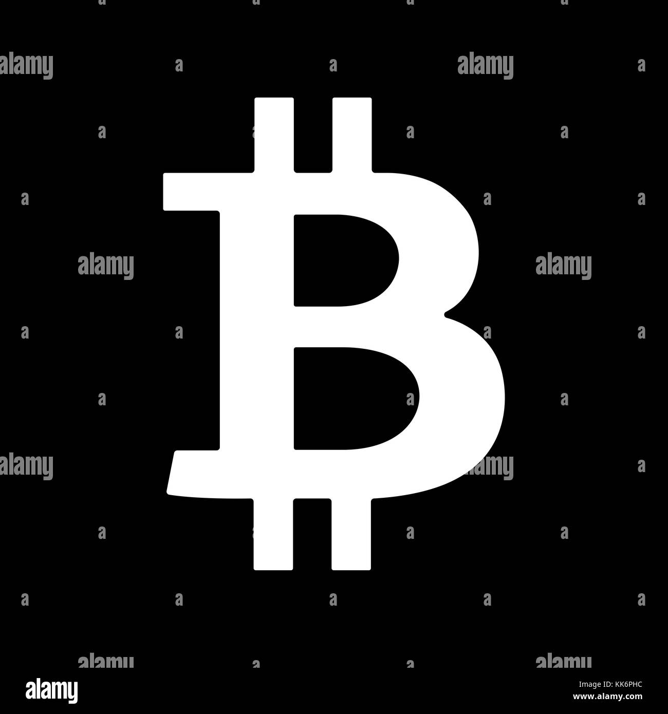 White bitcoin sign icon on black background. Crypto currency symbol ...