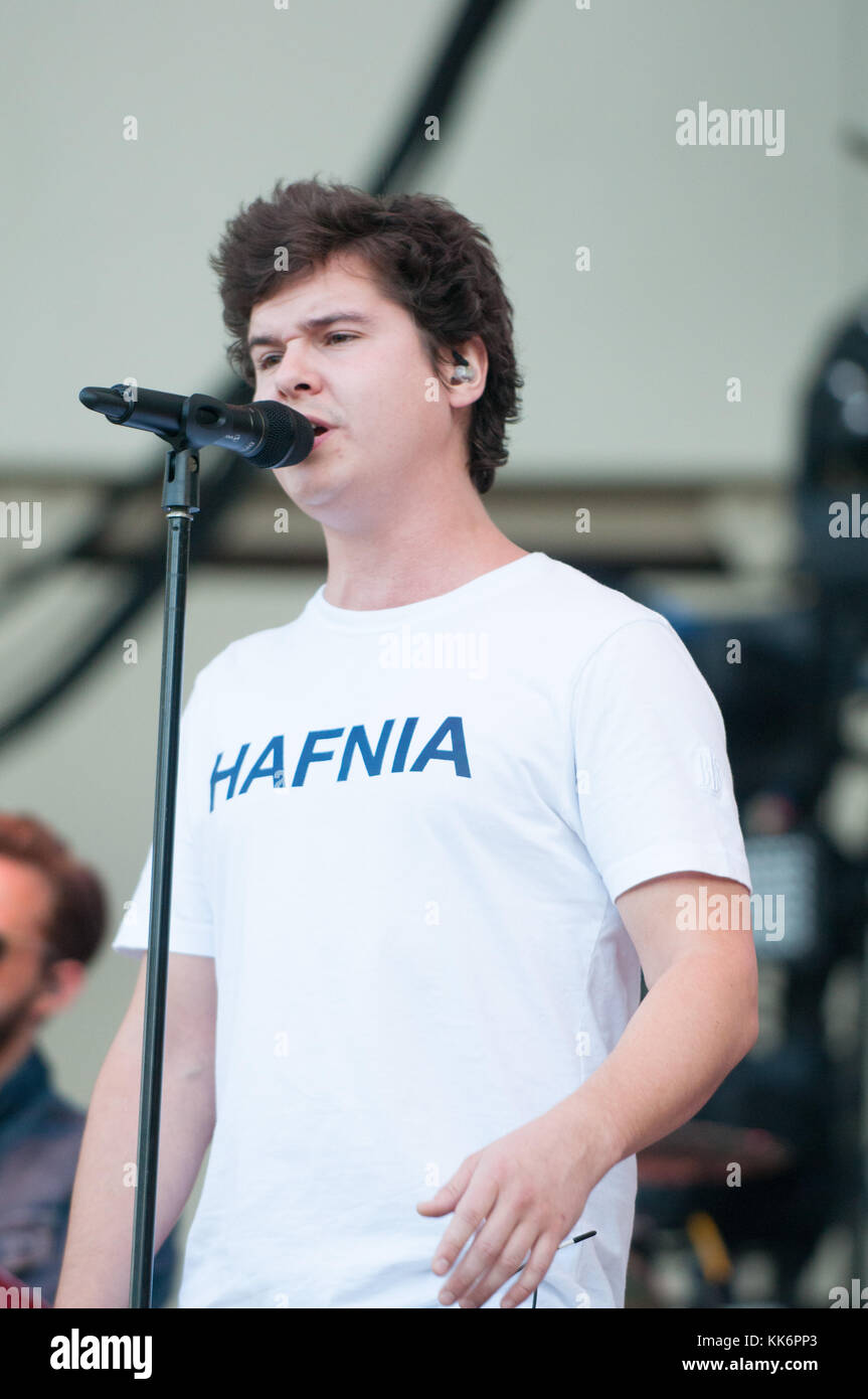 WEST PALM BEACH FL - APRIL 27: Lukas Graham performs during Sunfest on ...