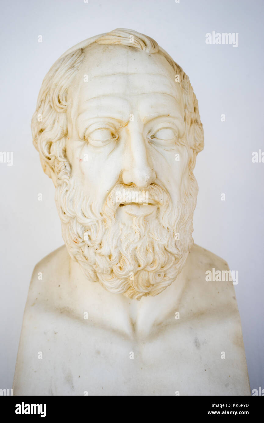 Philosopher bust placed in Achillion Palace, Corfu, Greece Stock Photo ...