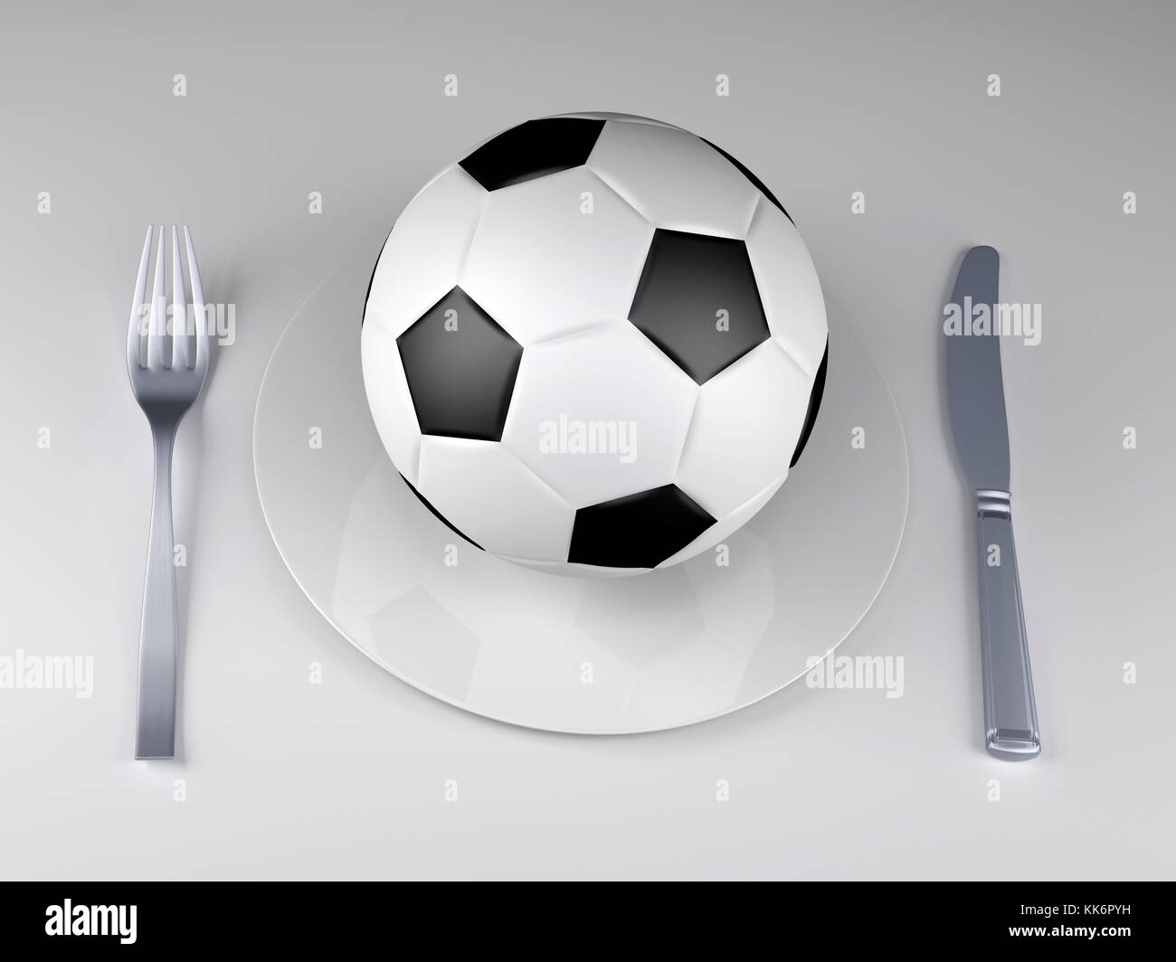 Soccer ball on a plate, 3d illustration Stock Photo - Alamy