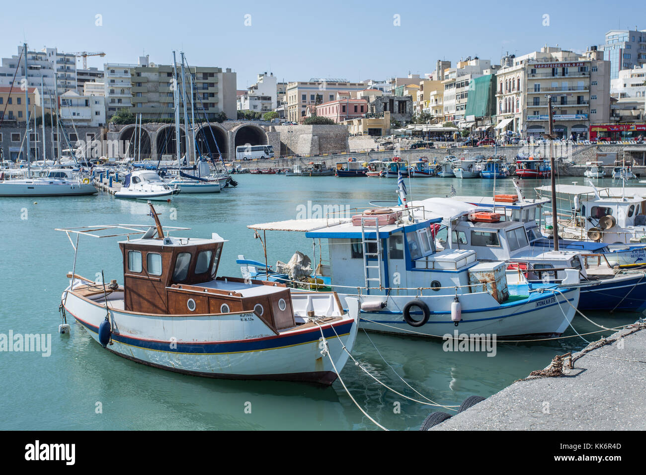Boat dock of Heraklion port. Crete Stock Photo - Alamy