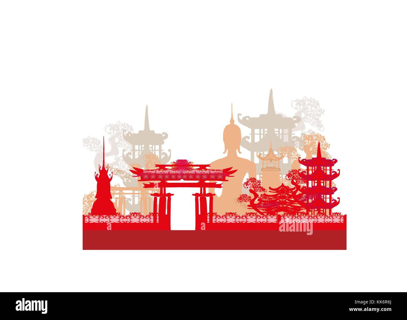 Spring temple buddha Stock Vector Images - Alamy