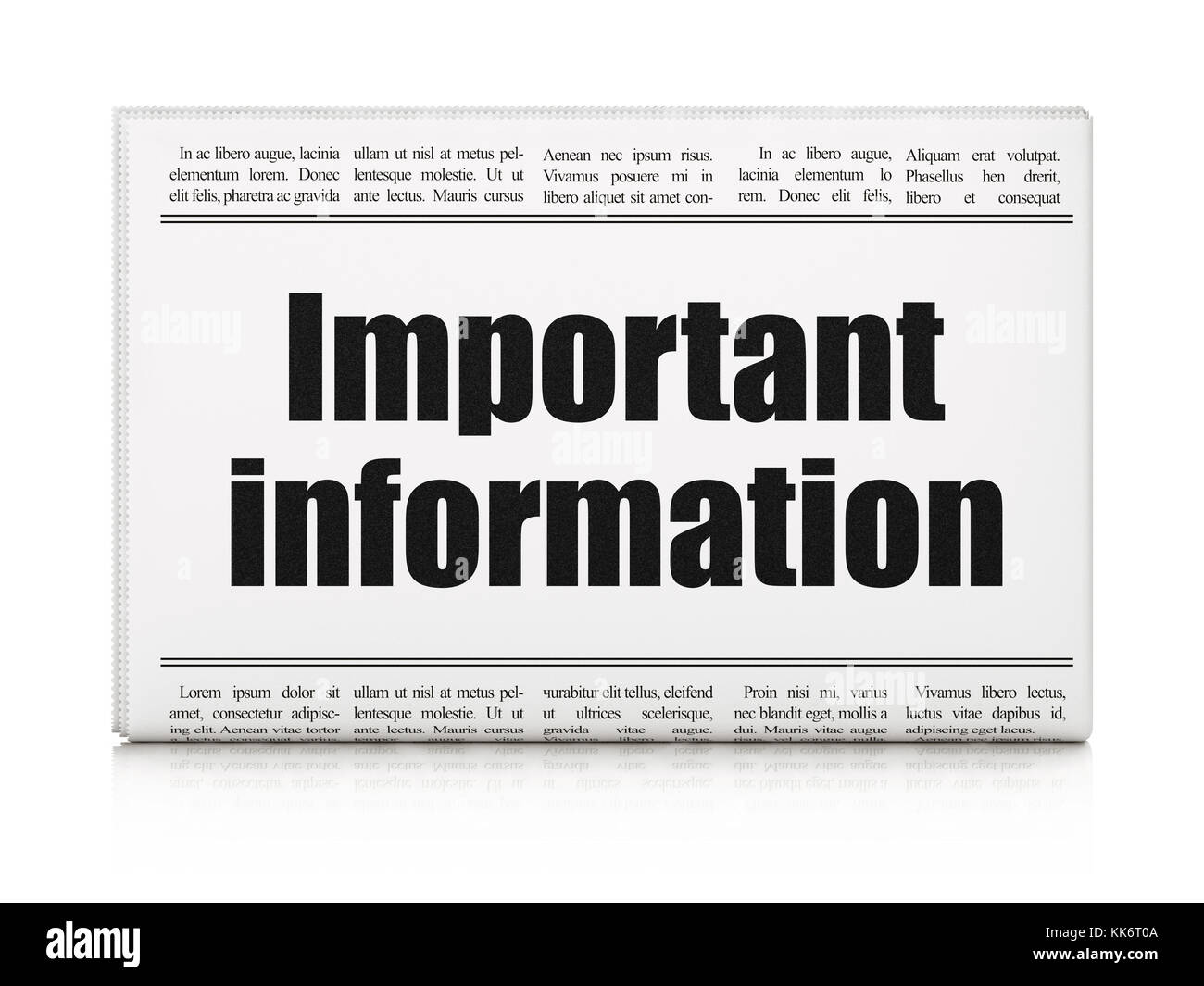 Data concept: newspaper headline Important Information Stock Photo - Alamy