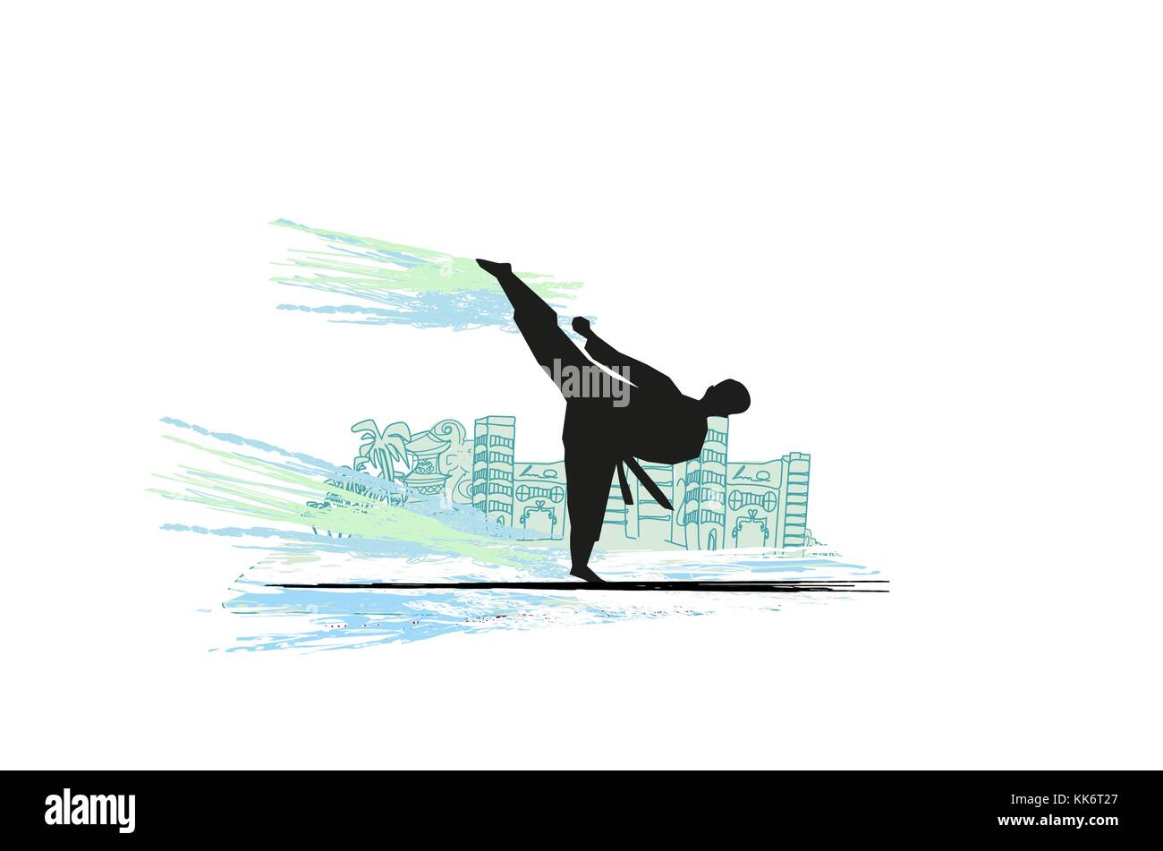 creative abstract illustration of karate fighter Stock Vector Image ...