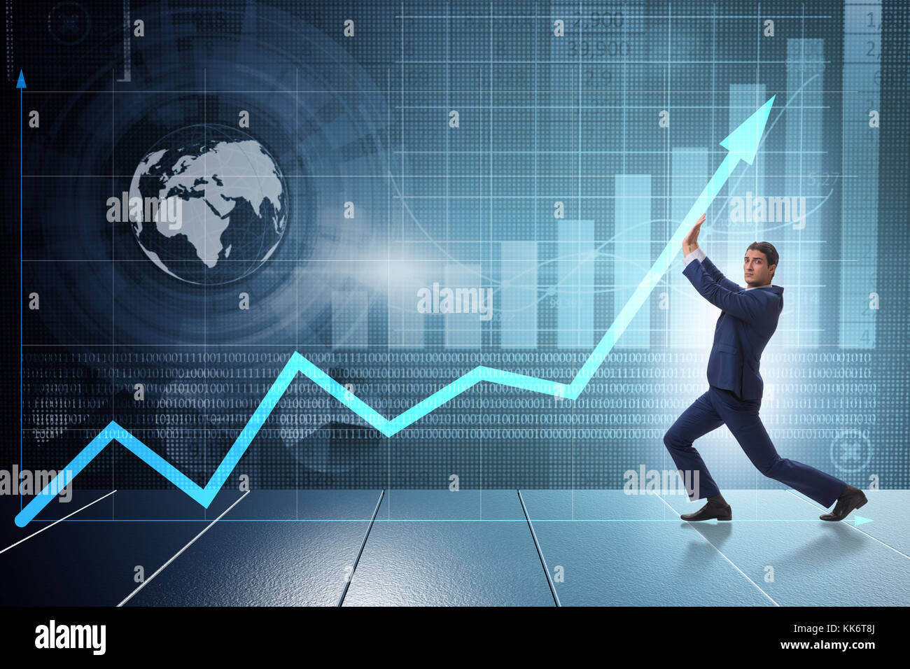 Young businessman supporting economic growth on business chart Stock ...