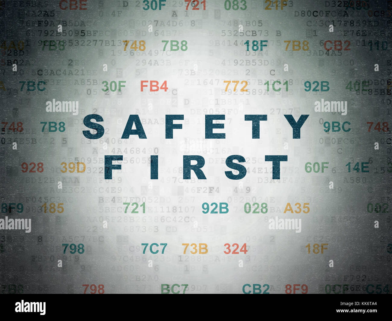 Security concept: Safety First on Digital Data Paper background Stock ...