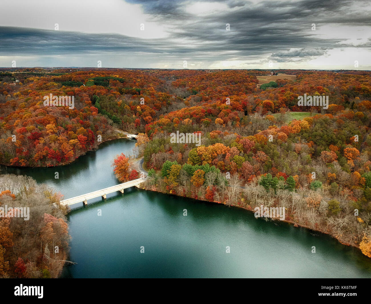 Aerial view of Little Seneca Lake at Black Hill Reginal Park Part of ...