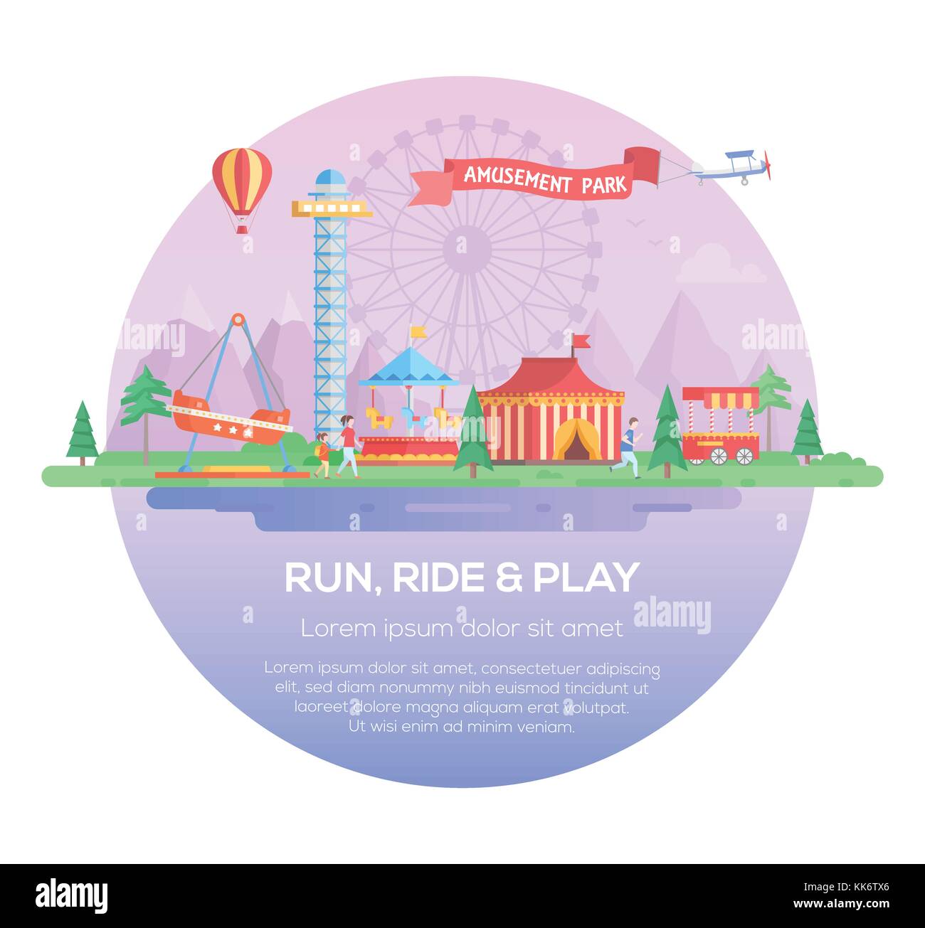 Run, ride and play - modern vector illustration Stock Vector Image ...