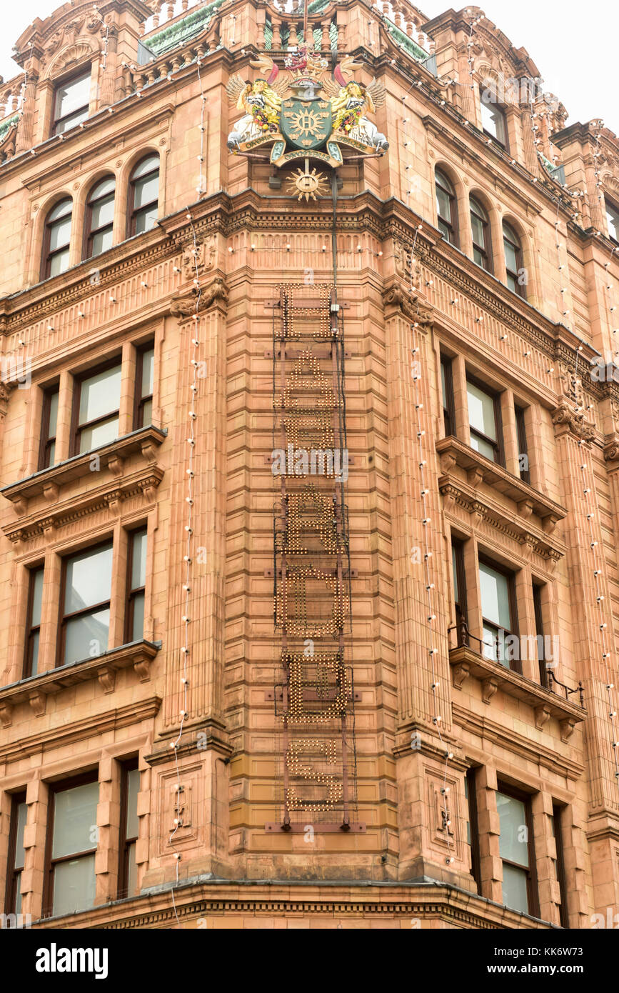 London, UK - November 24, 2016: View of famous department store Harrods ...