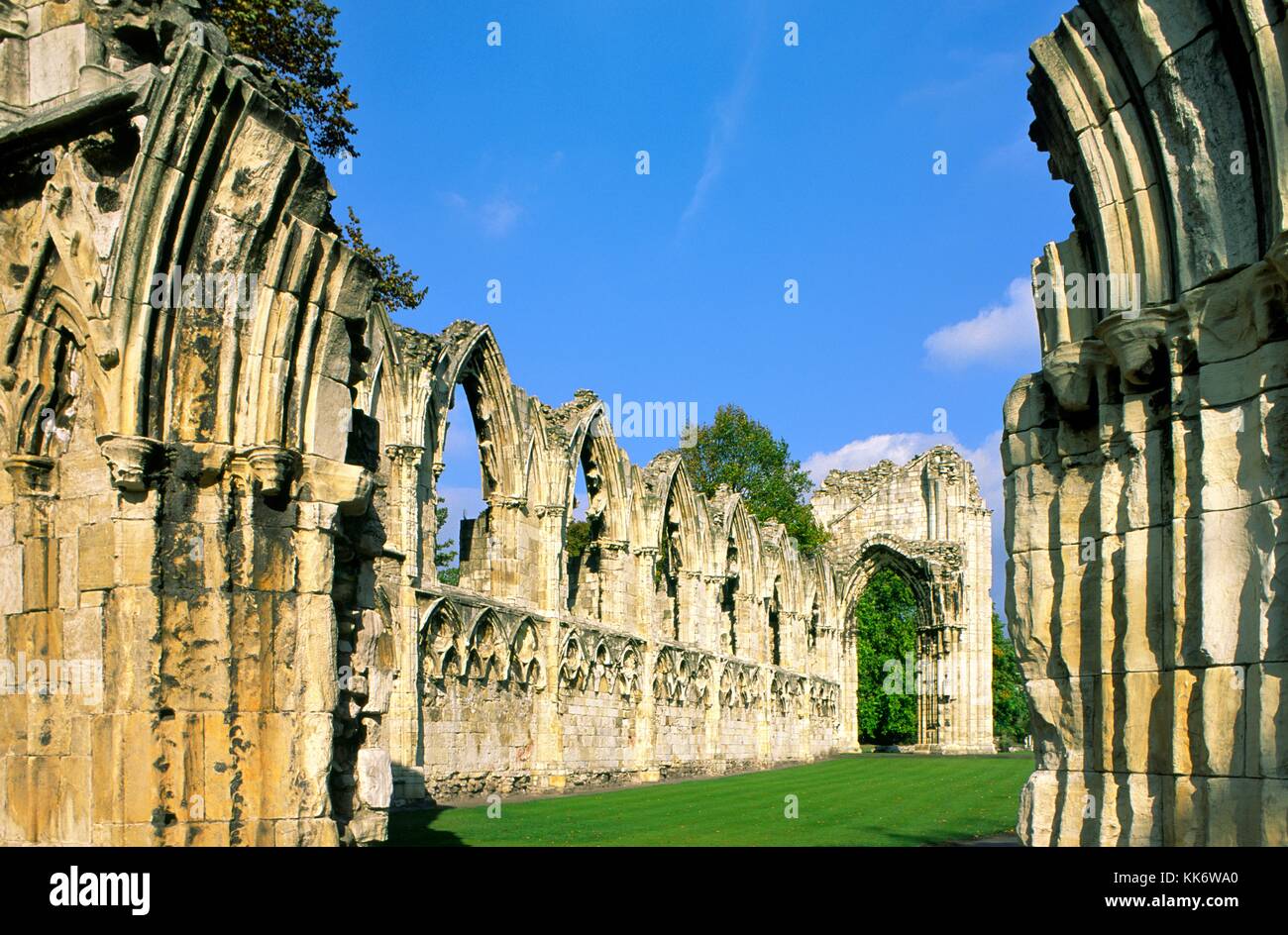 Abbey of St. Mary in the city of York, North Yorkshire, England. Ruined ...