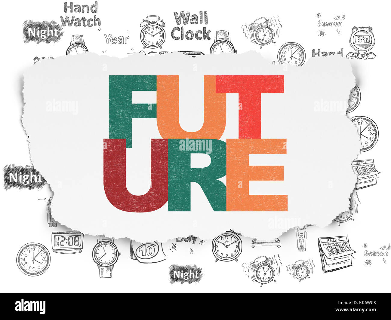 Time concept: Future on Torn Paper background Stock Photo - Alamy