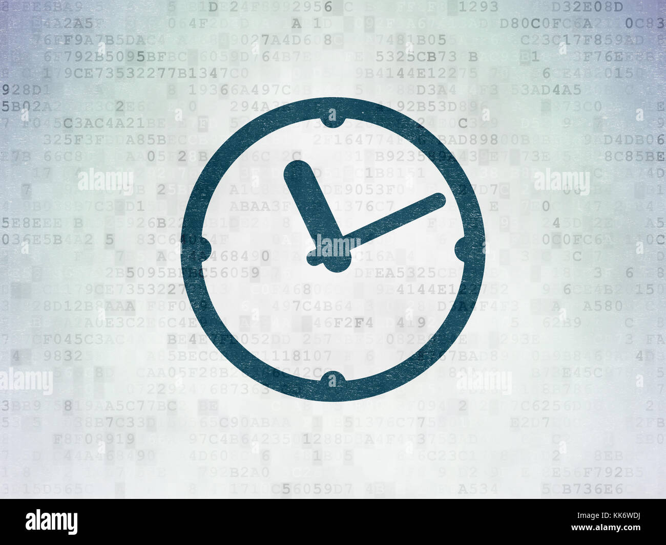 Timeline concept: Clock on Digital Data Paper background Stock Photo ...