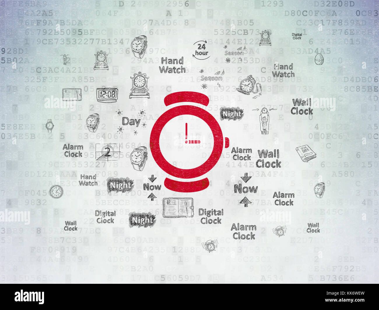 Time concept: Hand Watch on Digital Data Paper background Stock Photo ...