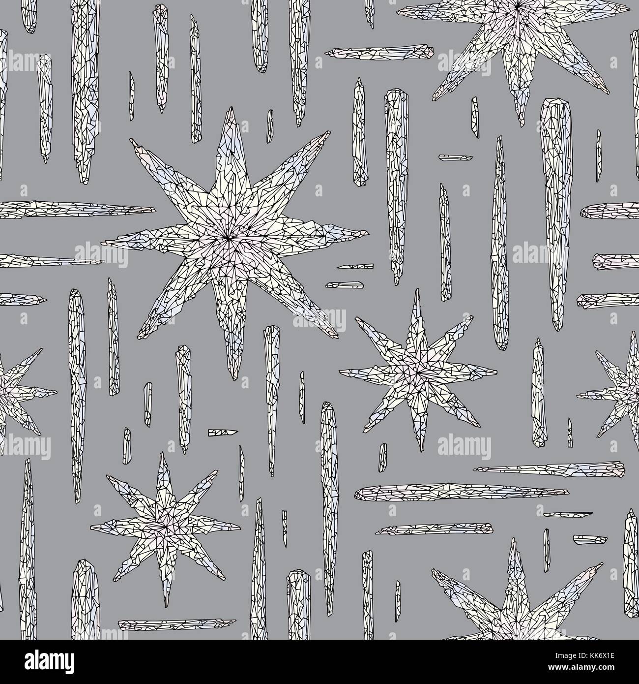 Hand drawn crystals pattern. Abstract stylized stars seamless ...