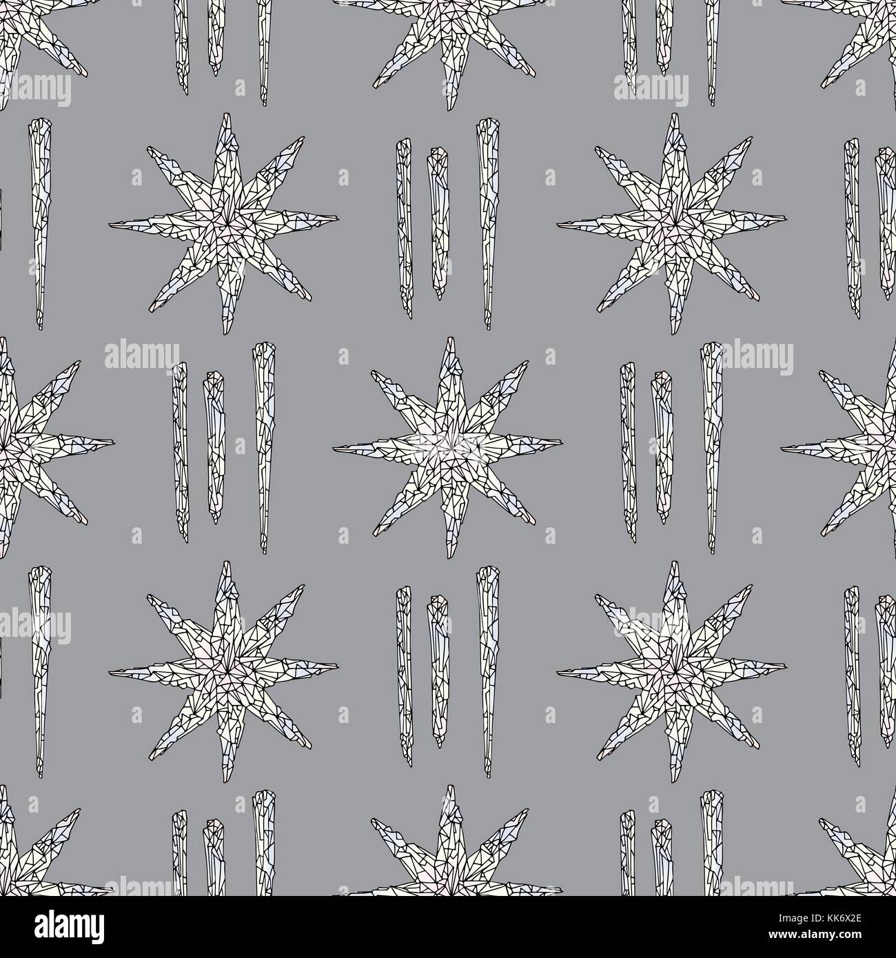 Hand drawn crystals pattern. Abstract stylized stars seamless ...